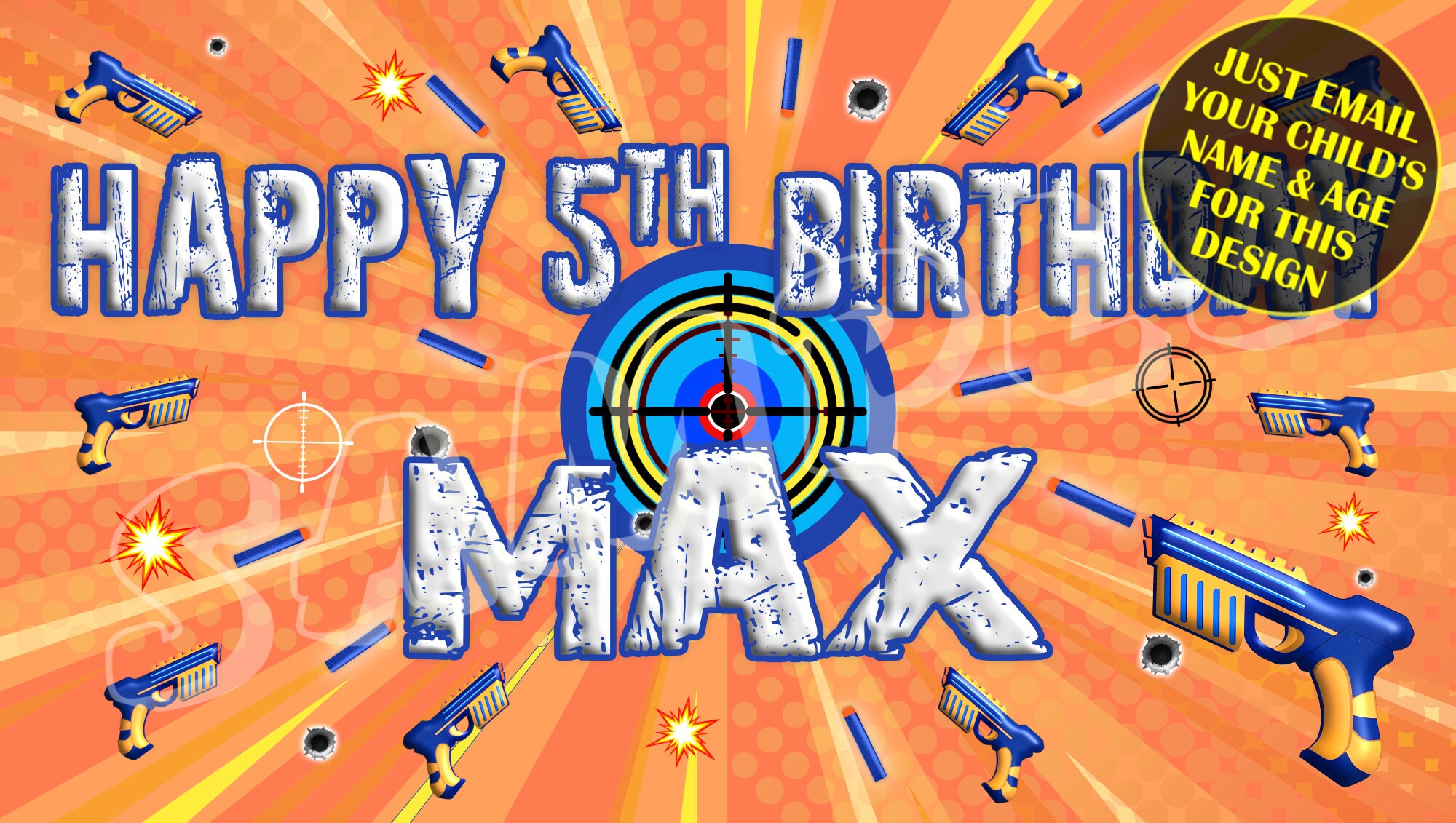 Dart Gun Banner Dart Gun Birthday Banner Dart Wars Custom | Etsy