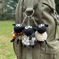 Cute Plush Keychain Sheep Keyring, Pom Pom Sheep Toy Plush, Lamb Easter ...
