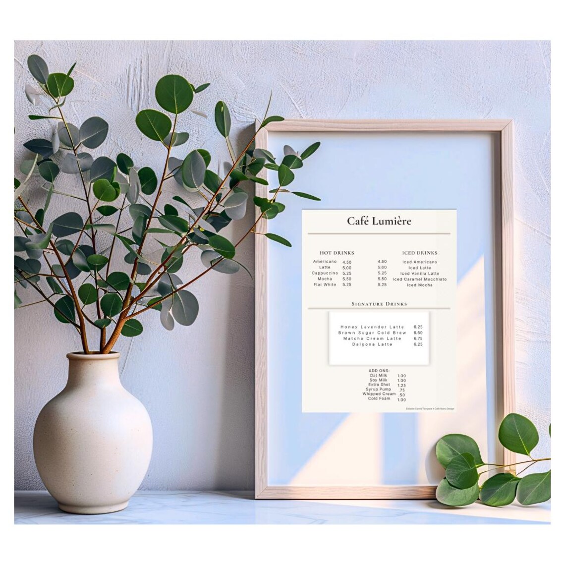 Café Menu Template • Editable Coffee Shop Menu • Minimalist Canva Menu ...