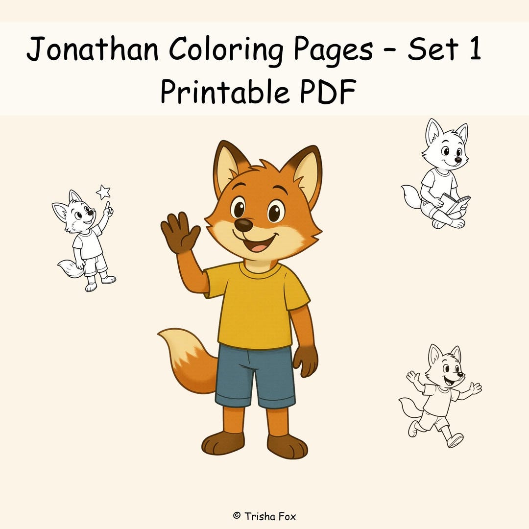 Jonathan Coloring Pages – Cute Fox Coloring Sheets for Kids | Printable ...