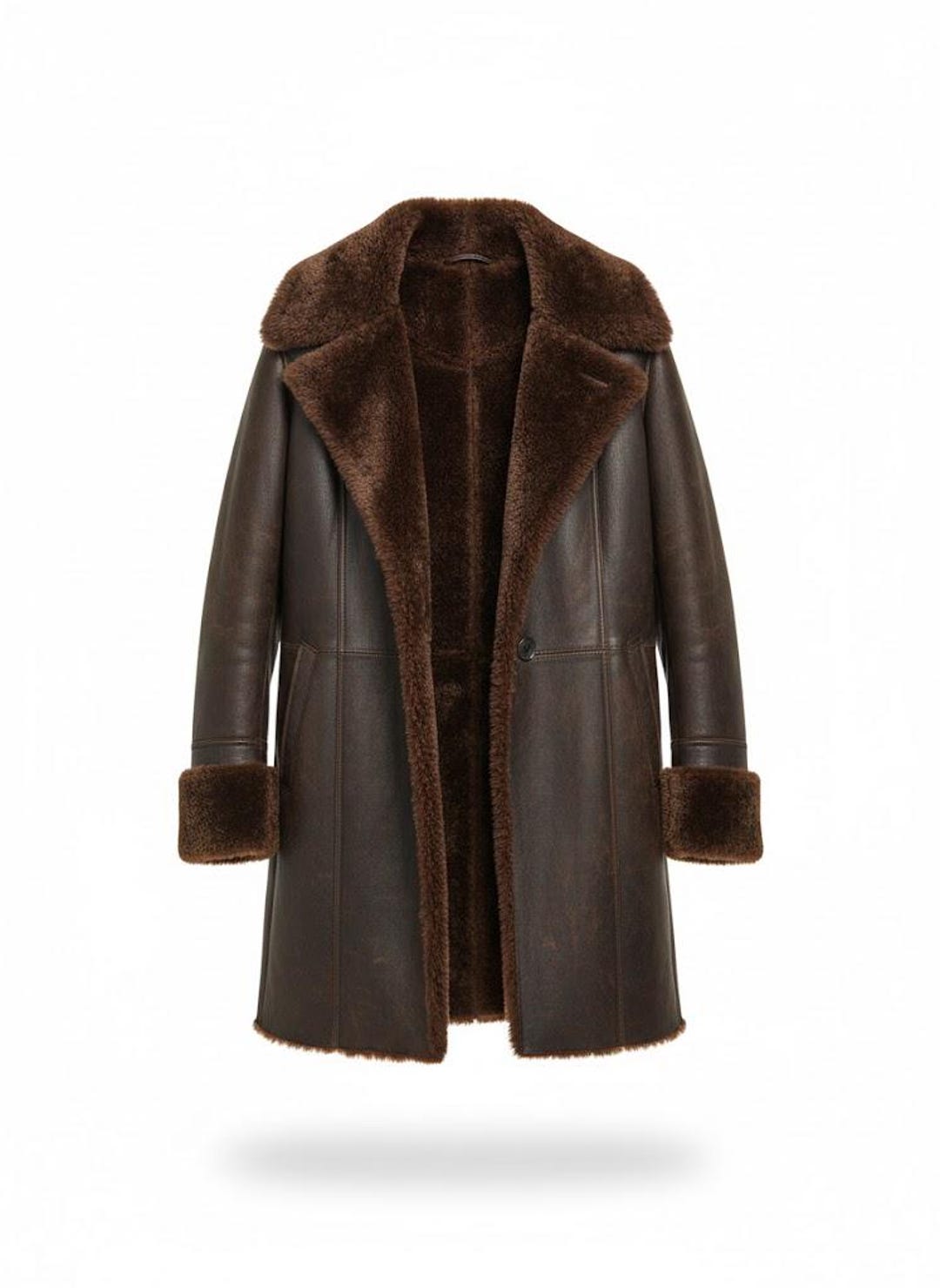 Women’s Vintage Brown Shearling Leather Coat : Genuine Sheepskin Jacket ...