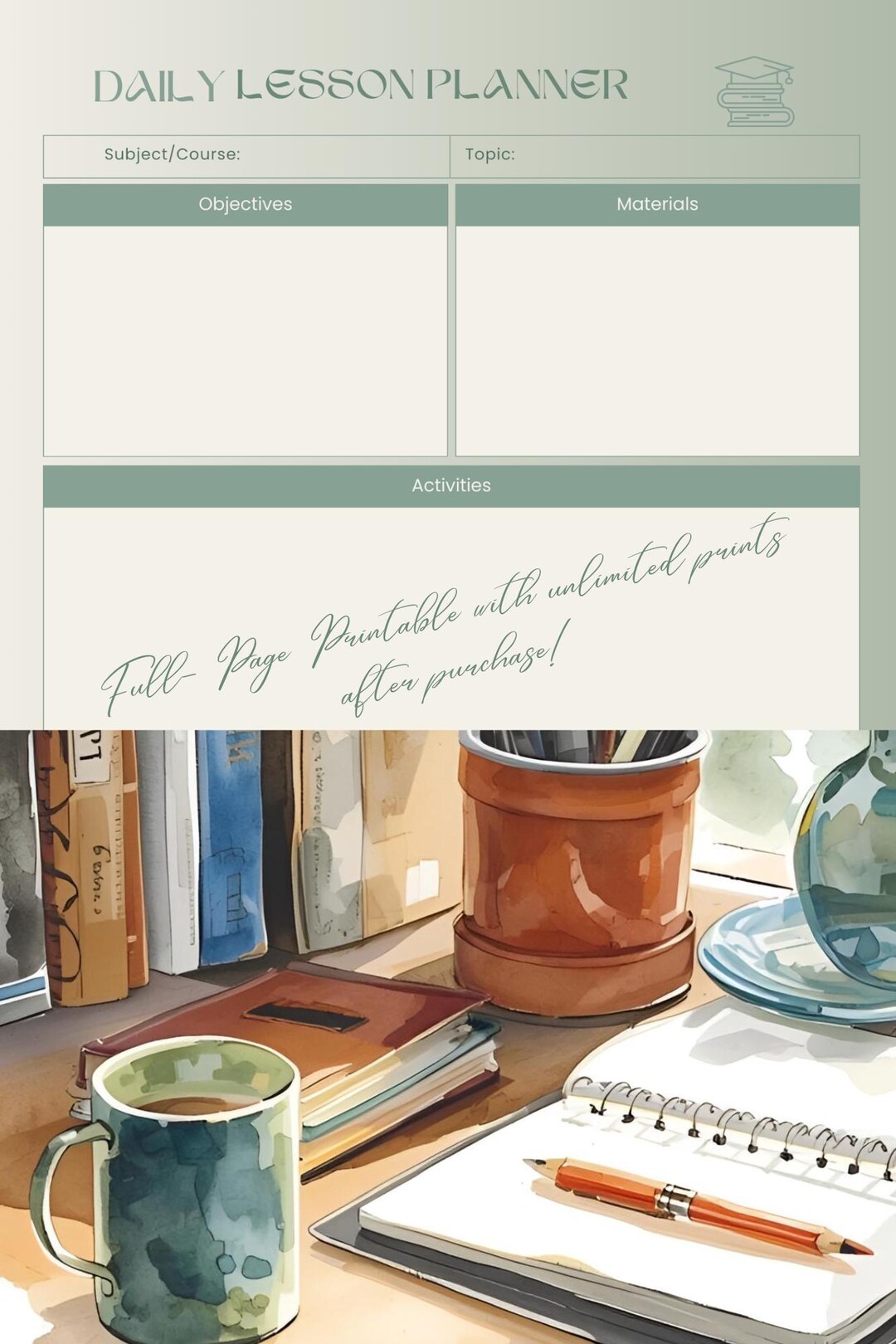 Daily Lesson Planner Printable | Teacher Planning Page | Homeschool ...
