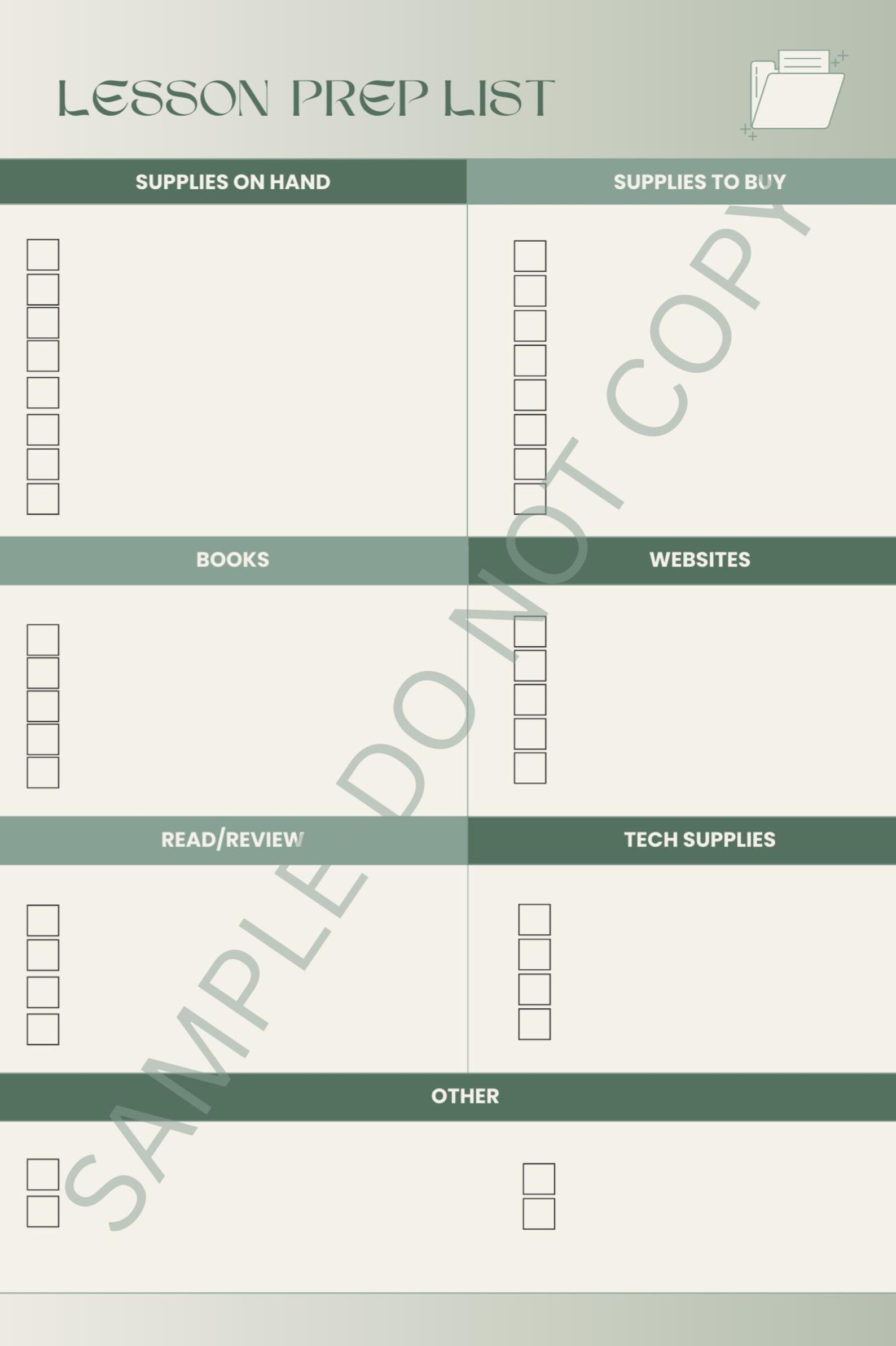 Lesson Prep Checklist | Teacher Printable | Planning Template PDF - Etsy
