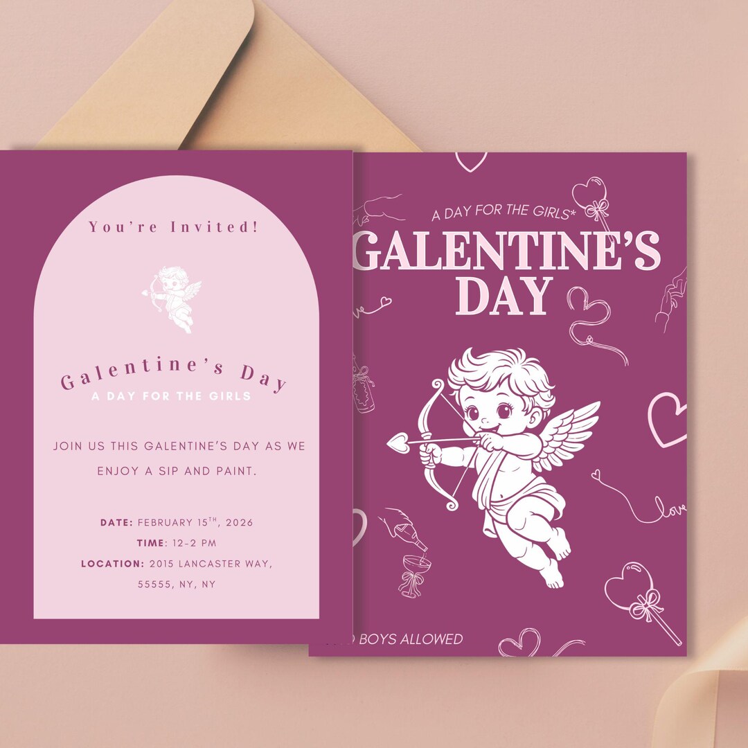 Cupid Themed Invitation, Galentine's Party, Girls Night Get Together ...