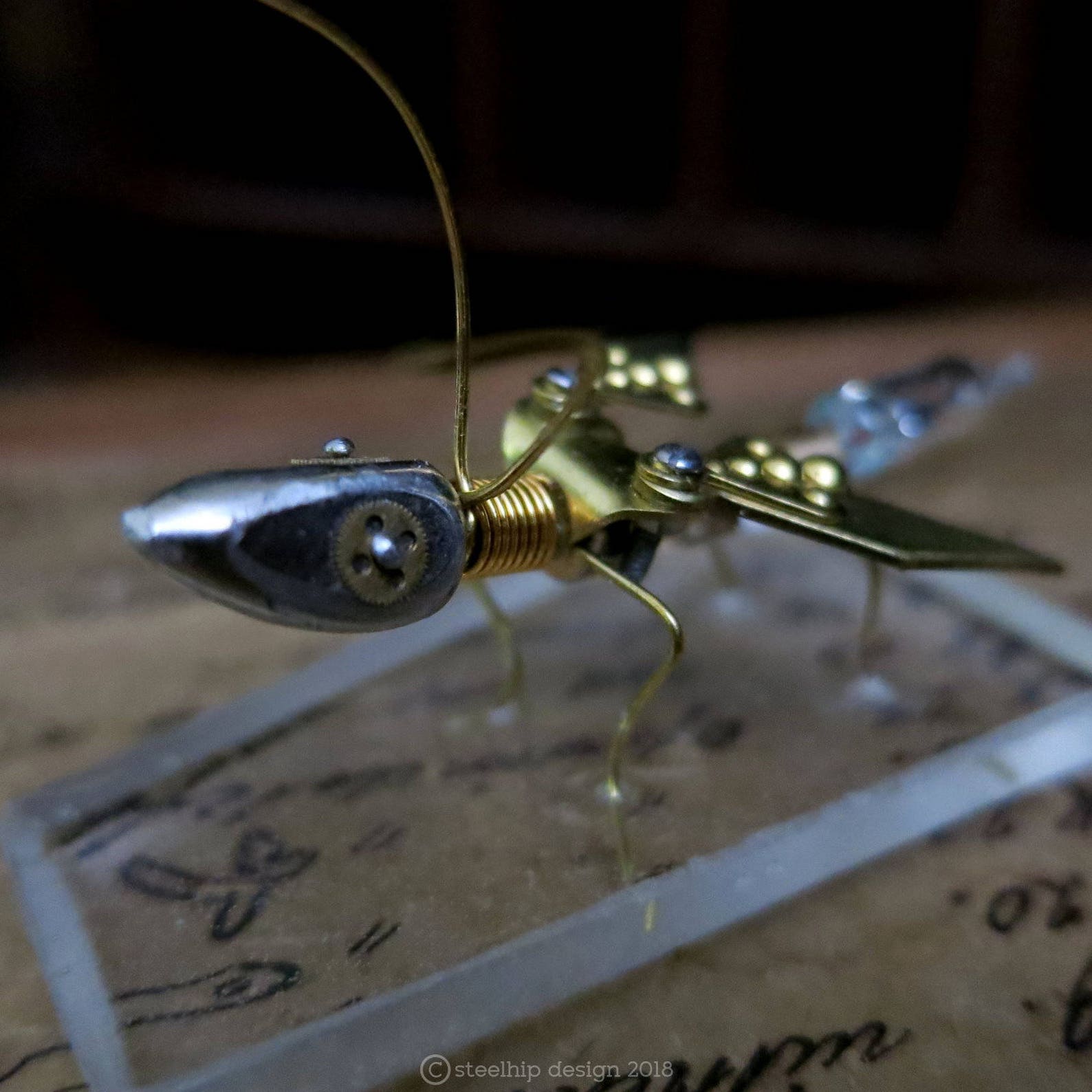 Mechanical Insect Desk Ornament, Steampunk Assemblage Art, Miniature ...
