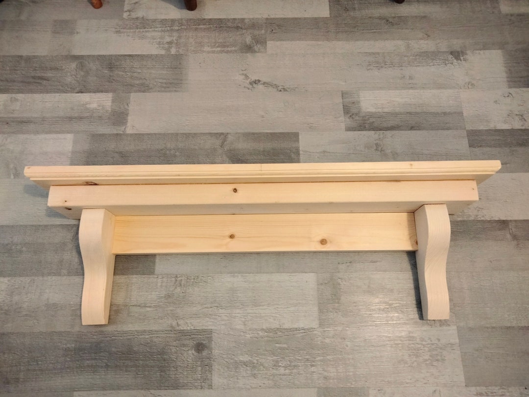 Wooden Timber Mantle Shelf With Back Fireplace Corbels Lounge Kitchen ...