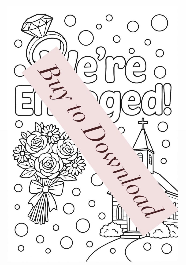 Instant Download- Engagement Coloring Page - Etsy