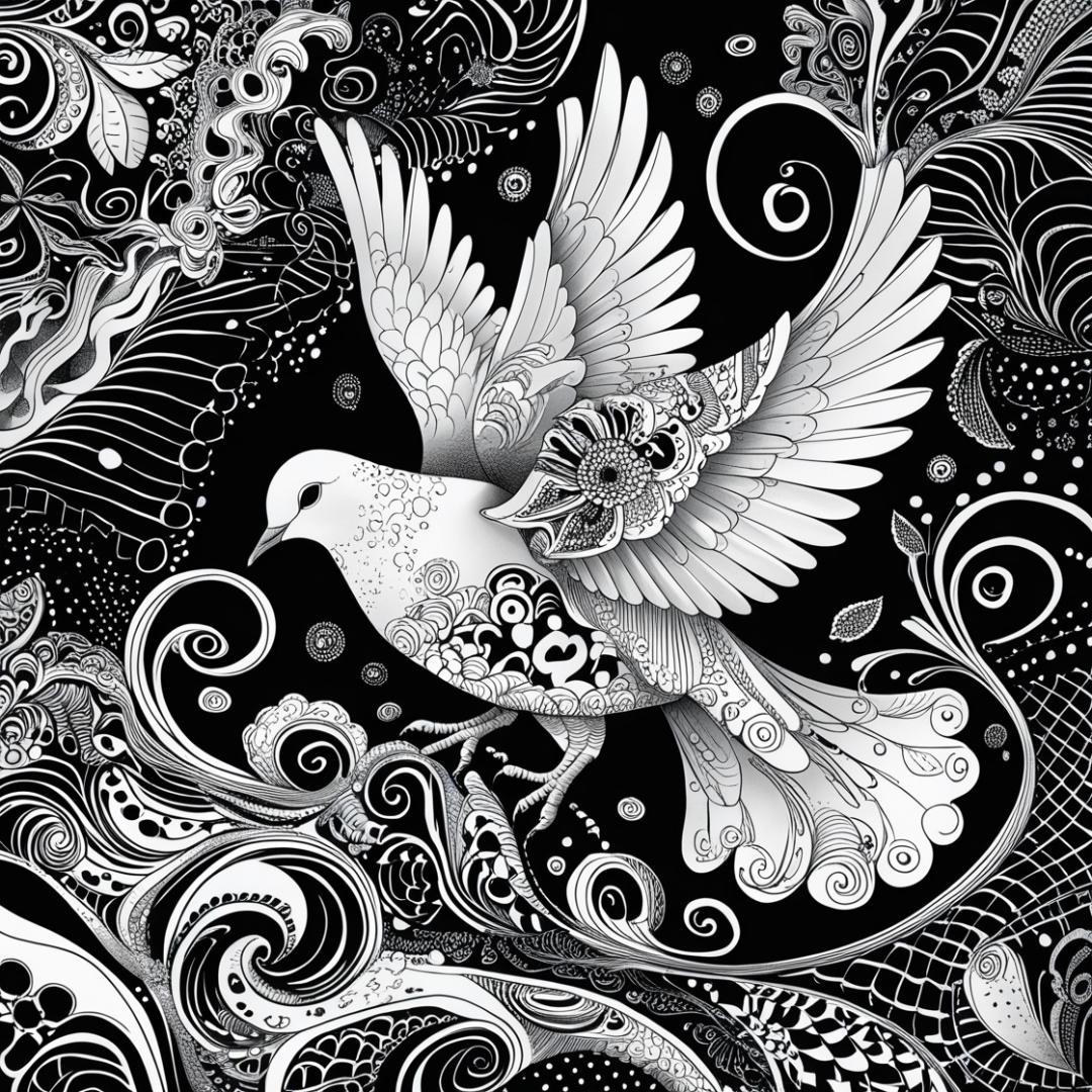 Dove Zentangle | PNG | SVG | JPG Coloring Page | Relaxing Detailed ...