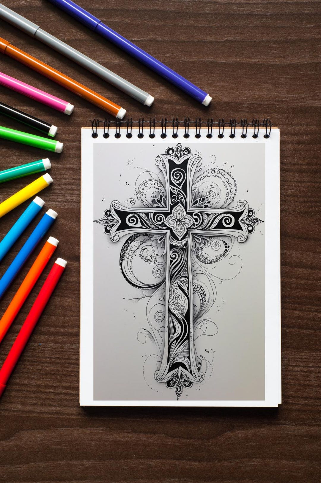 Cross Zentangle | PNG | SVG | JPG Coloring Page | Relaxing Detailed ...
