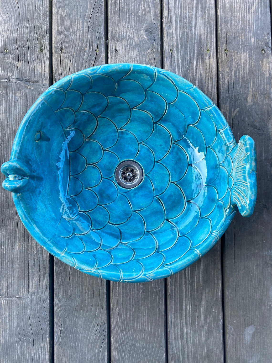 UM58 Big Turquoise Fish Sink Round Overtop Washbasin - Etsy