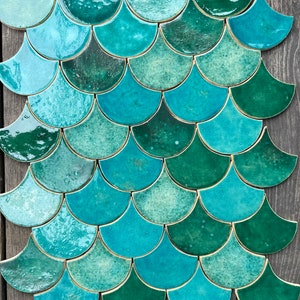 RL Green Fish Scales Ceramic Tiles - 175pcs - 1m2 = 10,76 Sq.ft - Etsy