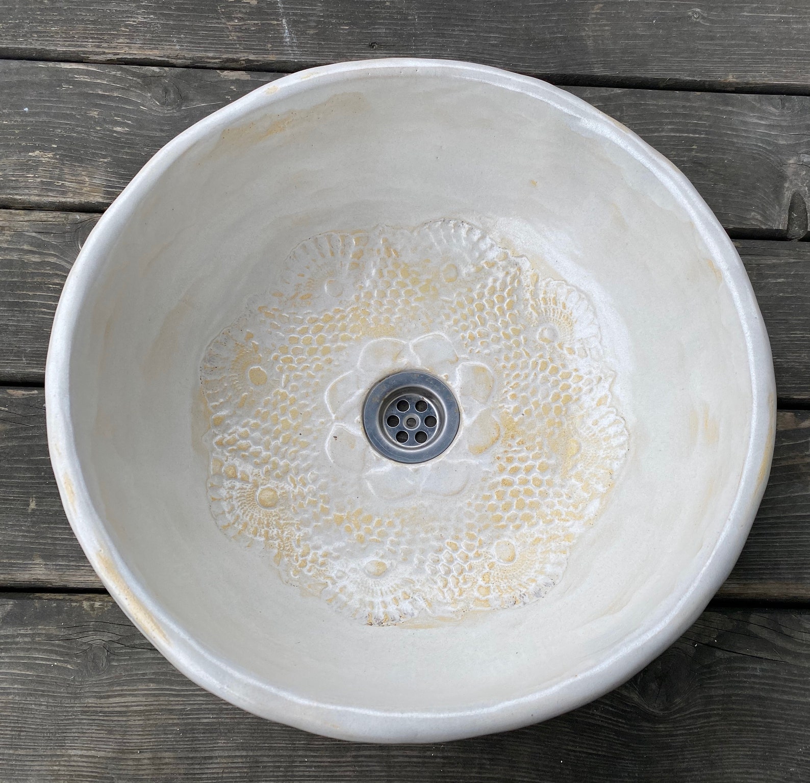 UM8 Ecru Sink With Lace Round Overtop Washbasin Handmade - Etsy