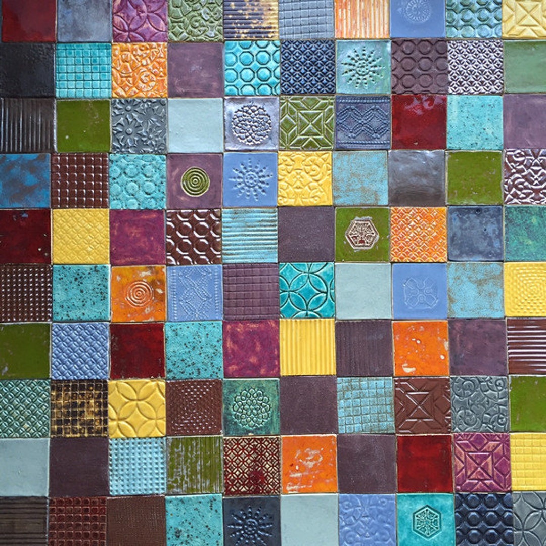 KL5 Industrial Mix Colors Tiles, Unusual, Handmade Tiles, Ceramics, 100 ...
