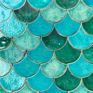 RL Green Fish Scales Ceramic Tiles 175pcs 1m2 10,76 Sq.ft - Etsy