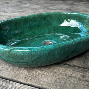 UM48 Large Oval Ceramic Washbasin Green - Etsy