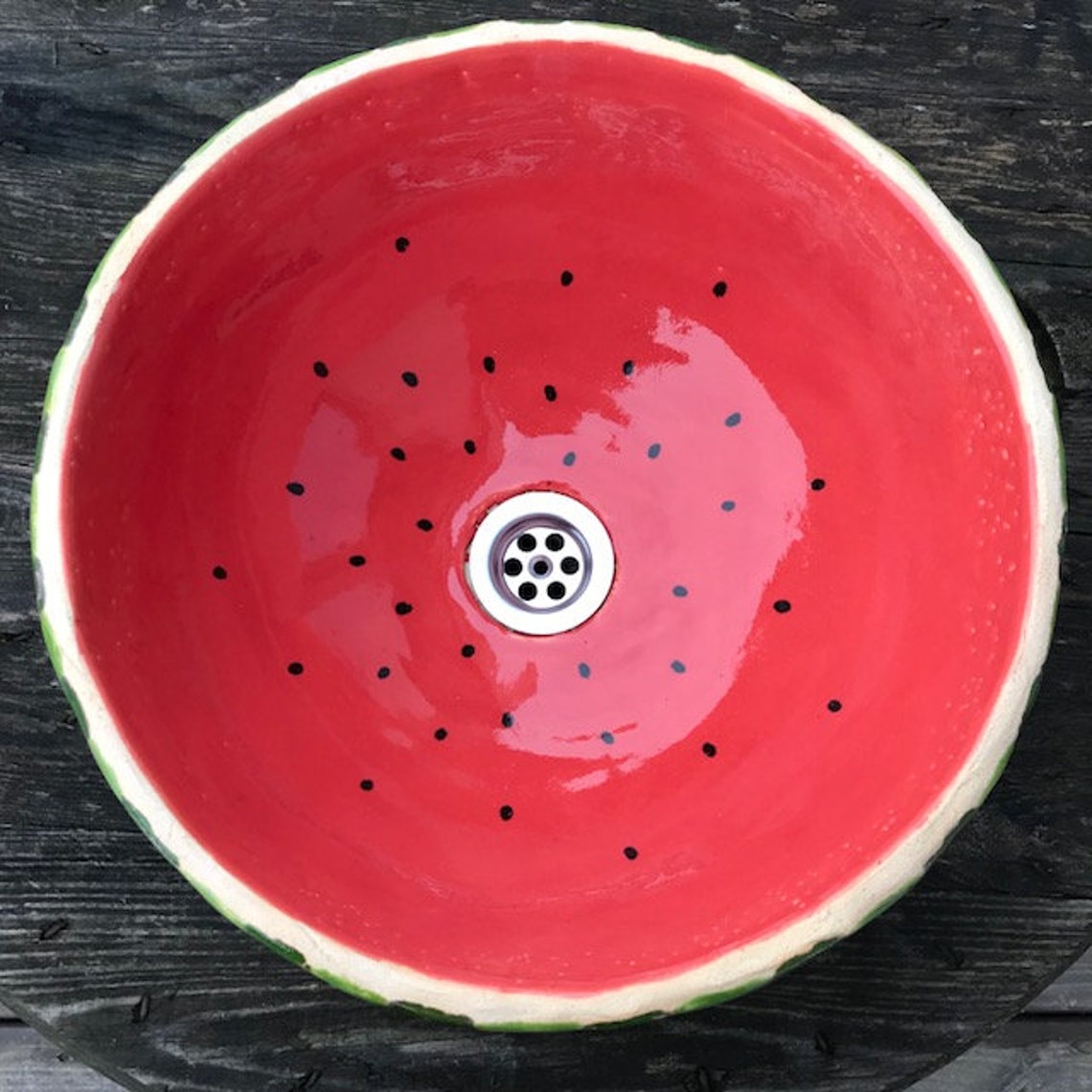 UM62 Watermelon Fruit Sink Round Overtop Washbasin Handmade - Etsy