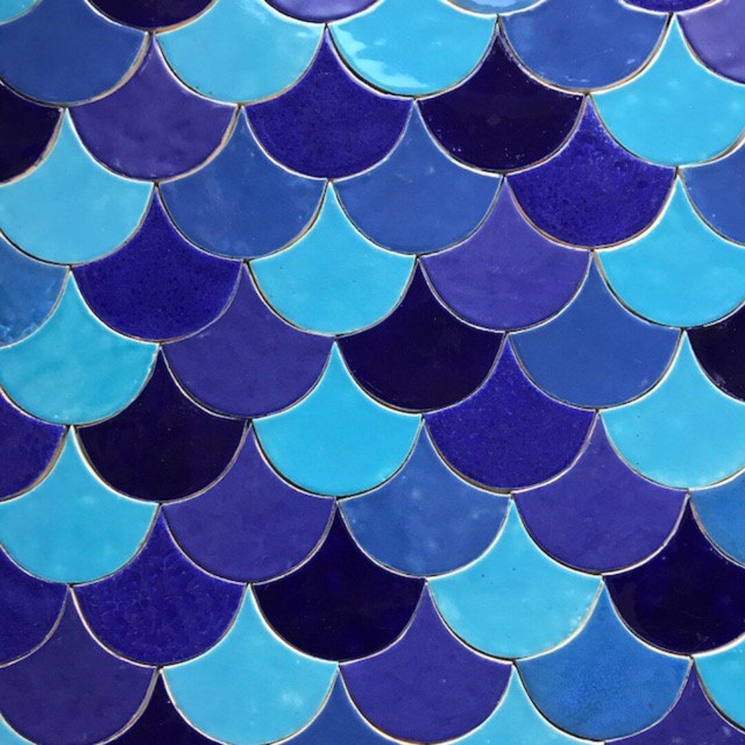 RL Blue Fish Scales Ceramic Tiles - 175pcs - 1m2 = 10,76 Sq.ft - Etsy
