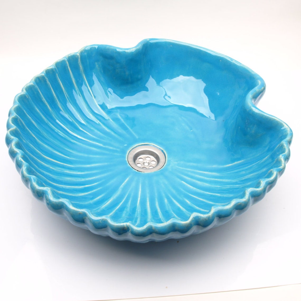 UM20 Seashell Big Sink Round Overtop Washbasin Handmade - Etsy