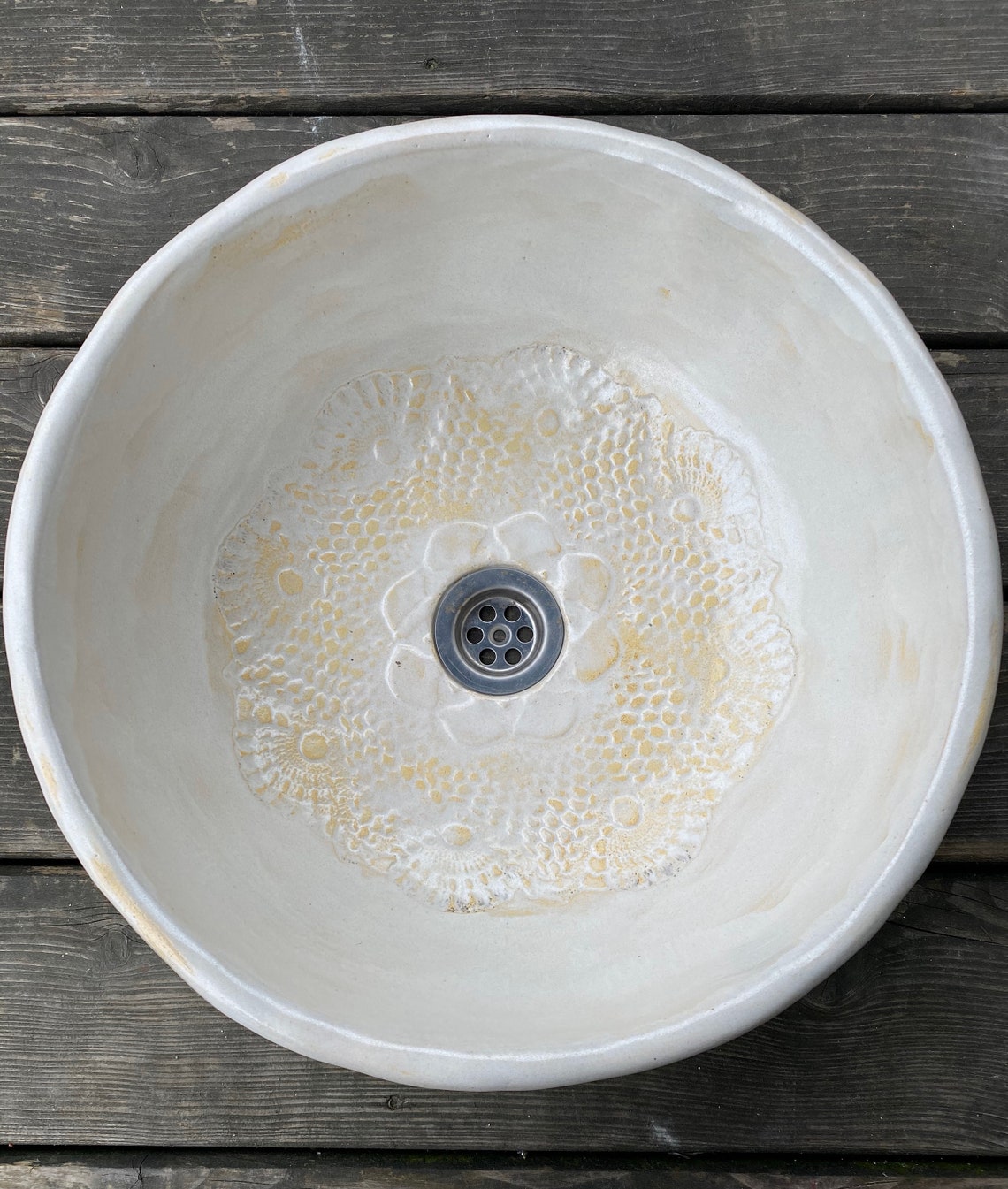 UM8 Ecru Sink With Lace Round Overtop Washbasin Handmade - Etsy