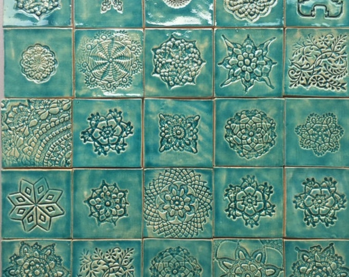 Turquoise Lace Tiles - Etsy