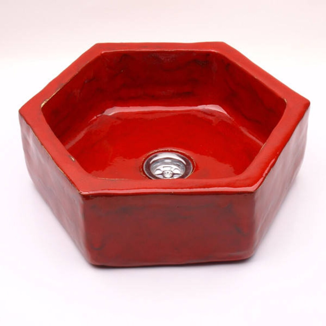 UM56 Hexagon Red Sink Unique Overtop Washbasin Handmade - Etsy