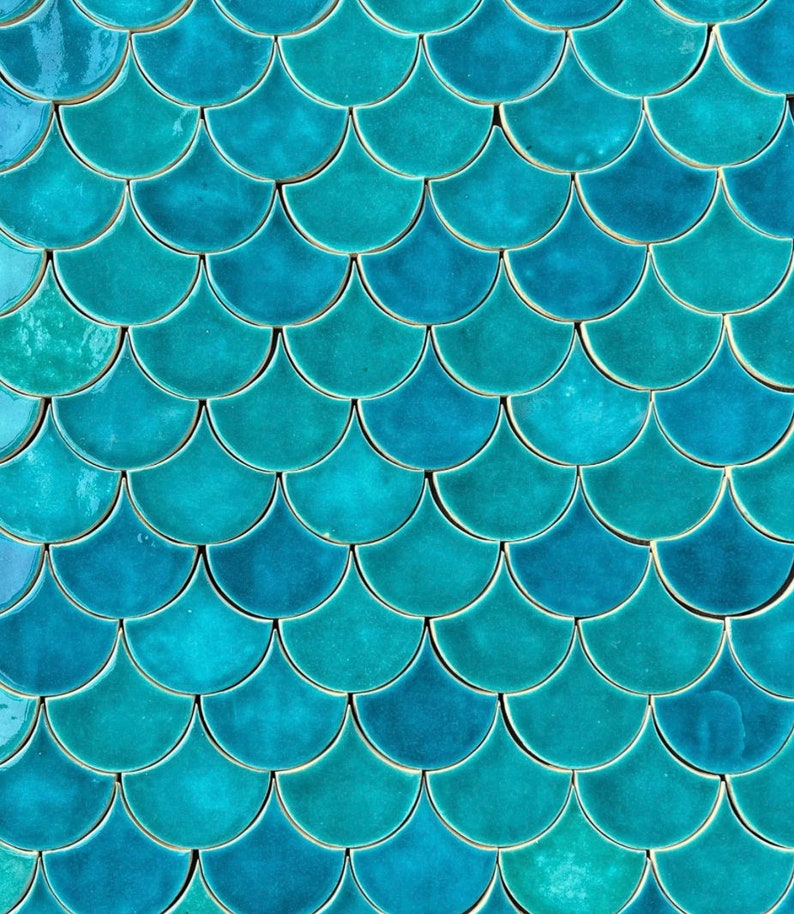 Handmade Ceramic Fish Scale Tiles, Unique Design SAMPLES - Etsy