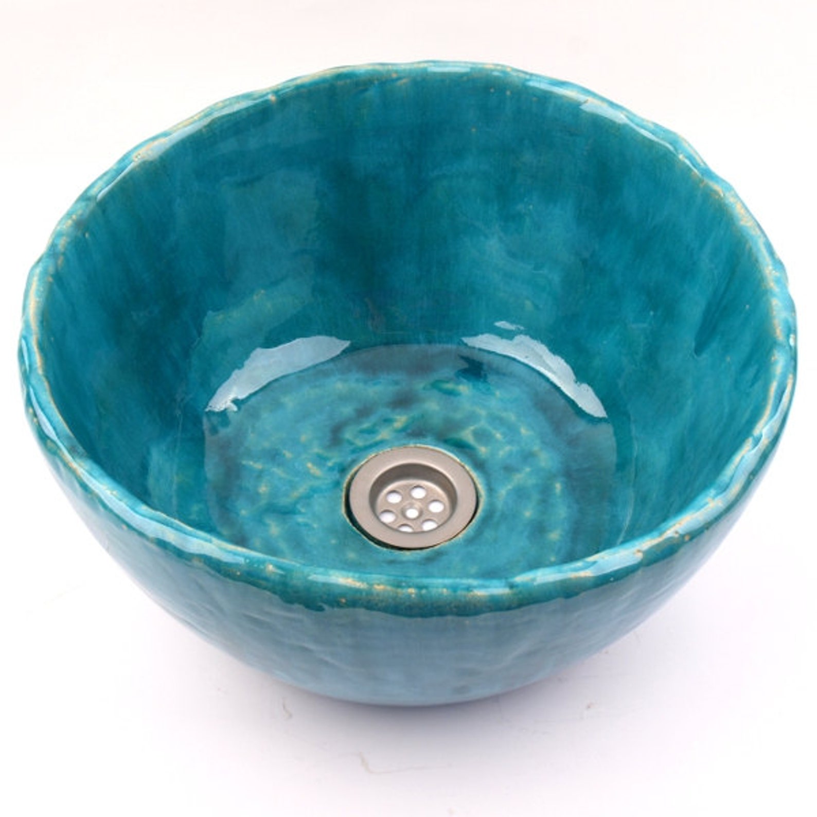 UM9 Marine Turquoise Sink Round Overtop Washbasin Handmade - Etsy