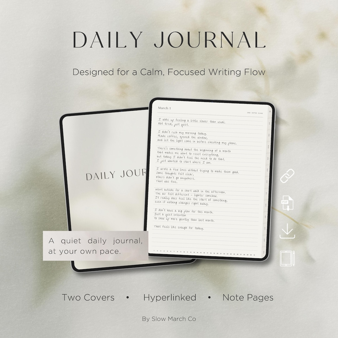 Daily Journal With Monthly Pages Undated | Digital Journal for Daily ...
