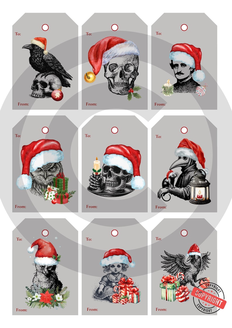 Gothmas – Printable Gothic Christmas Gift Tags | Instant Download - Etsy