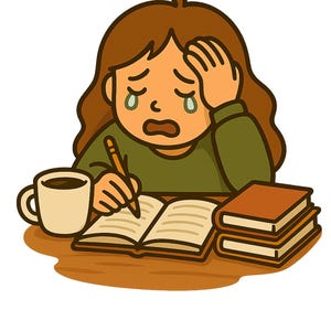 Crying Study Latte Girl Sticker • Funny Finals Mood (PNG Digital ...