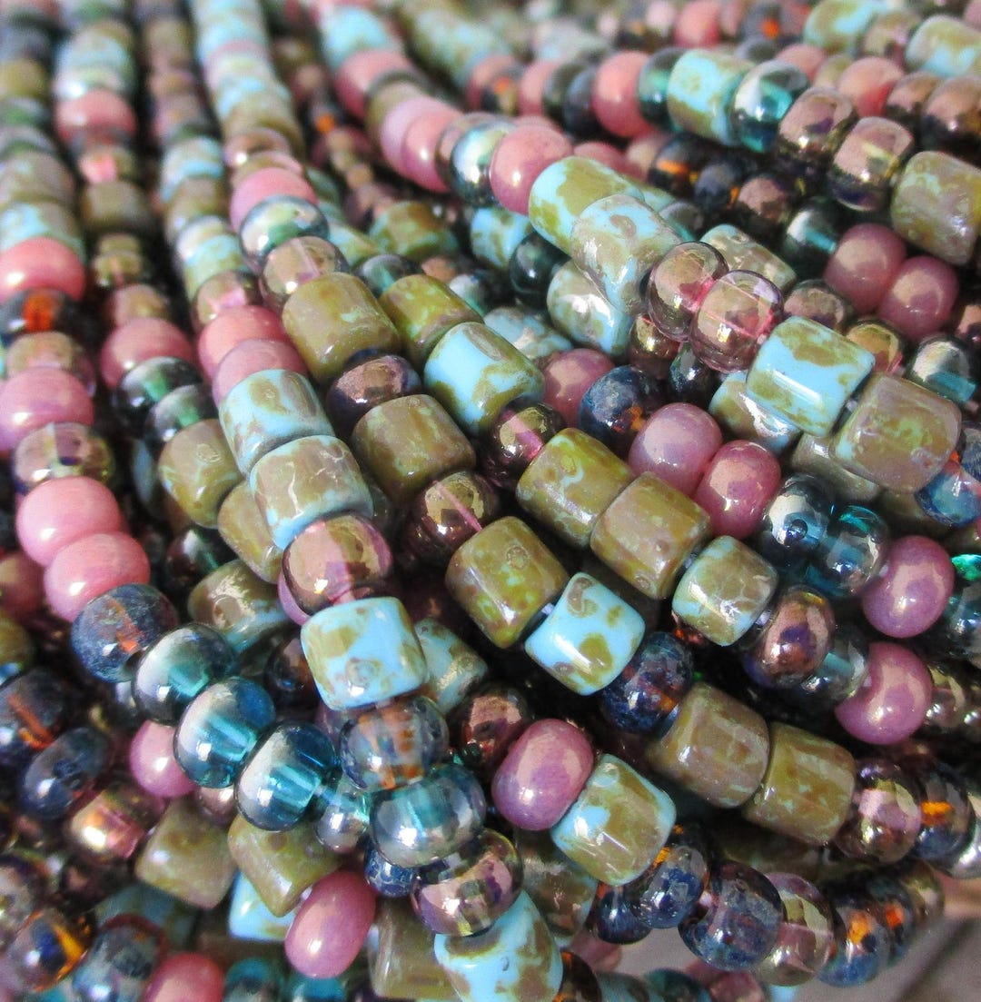 6/0 Painted Tea Cup Bead Mix, Full Strand Approx 160 Beads, 4mm Czech ...