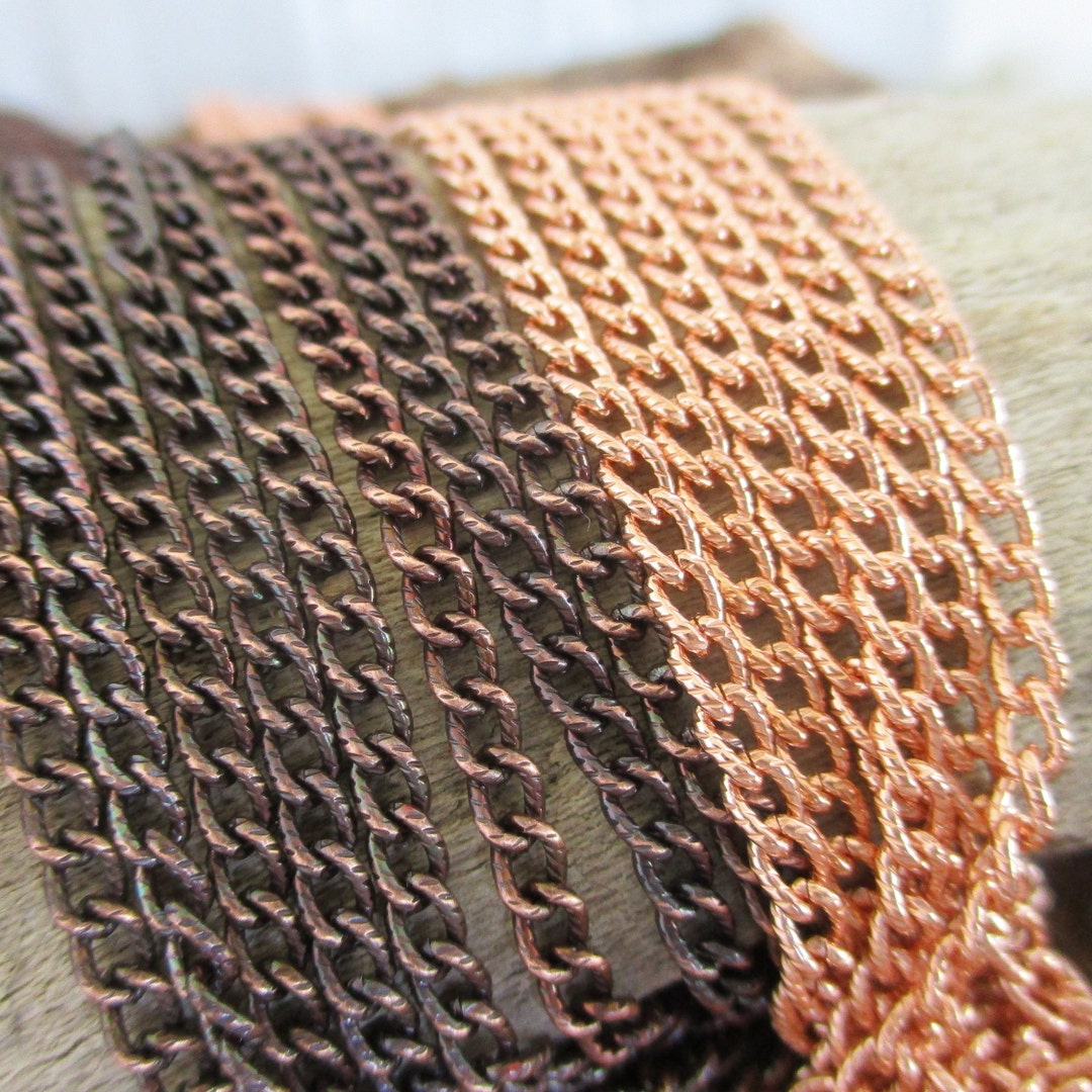 Copper Fancy Curb Chain, Medium 2.85x4.06mm Links, Pure Copper Chain ...