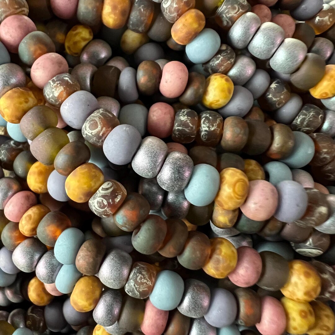 6/0 Silver Rose Matte Picasso Bead Mix, Full Strand About 200 Beads ...