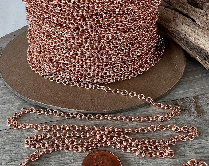 50 Ft. COPPER CABLE CHAIN, 4.25mm X 3.6mm Links, Pure Copper Bulk Chain ...