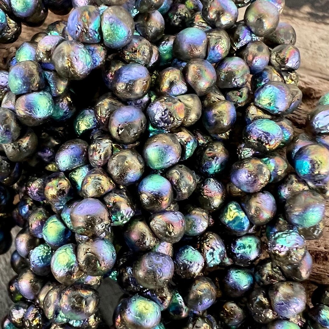 4x4mm Crystal Gold AB Mushroom Beads, Etched Czech Glass Strand of 50 ...