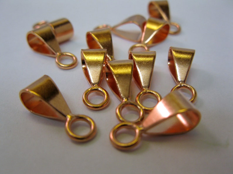 10 COPPER BAILS 14mm With Closed Rings Ready to Ship - Etsy