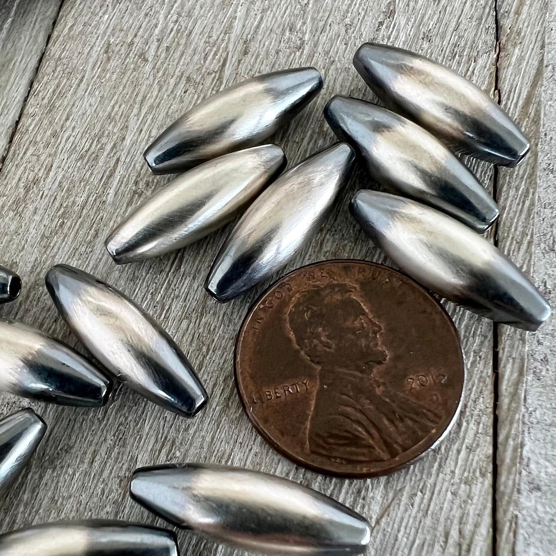 Navajo Pearls Large Elliptical Beads, 6x18mm With 1.8mm Hole Oxidized ...