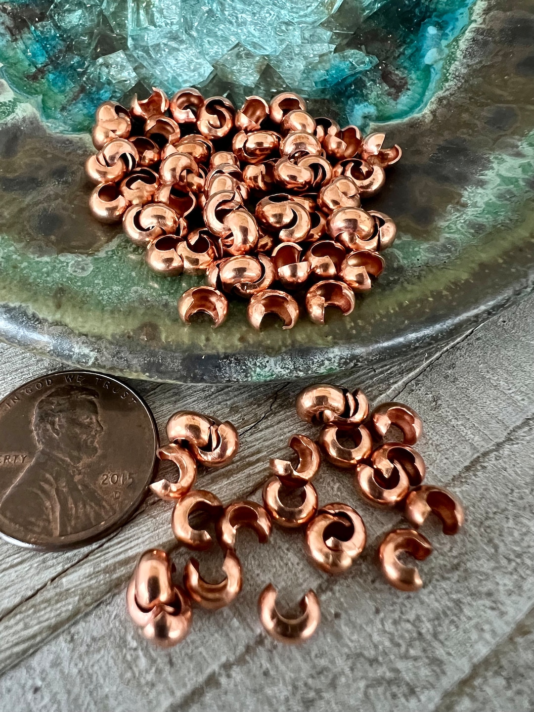 COPPER CRIMP COVERS 4mm Set of 20 - Etsy