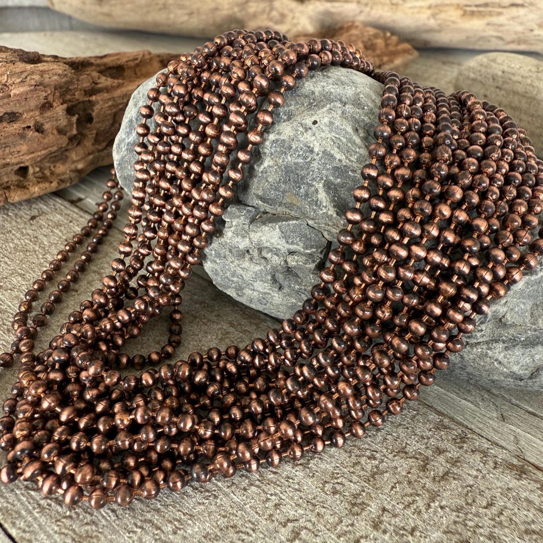 Hand Oxidized Copper Ball Chain 2.4mm Balls, 1 Clasp per Foot: Bulk ...