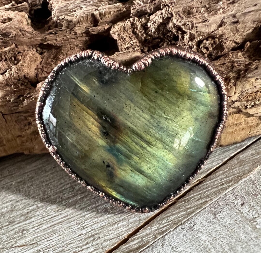 Labradorite Heart Copper Button, 24x24mm, Handmade Gemstone Necklace or Bracelet Button, - Etsy