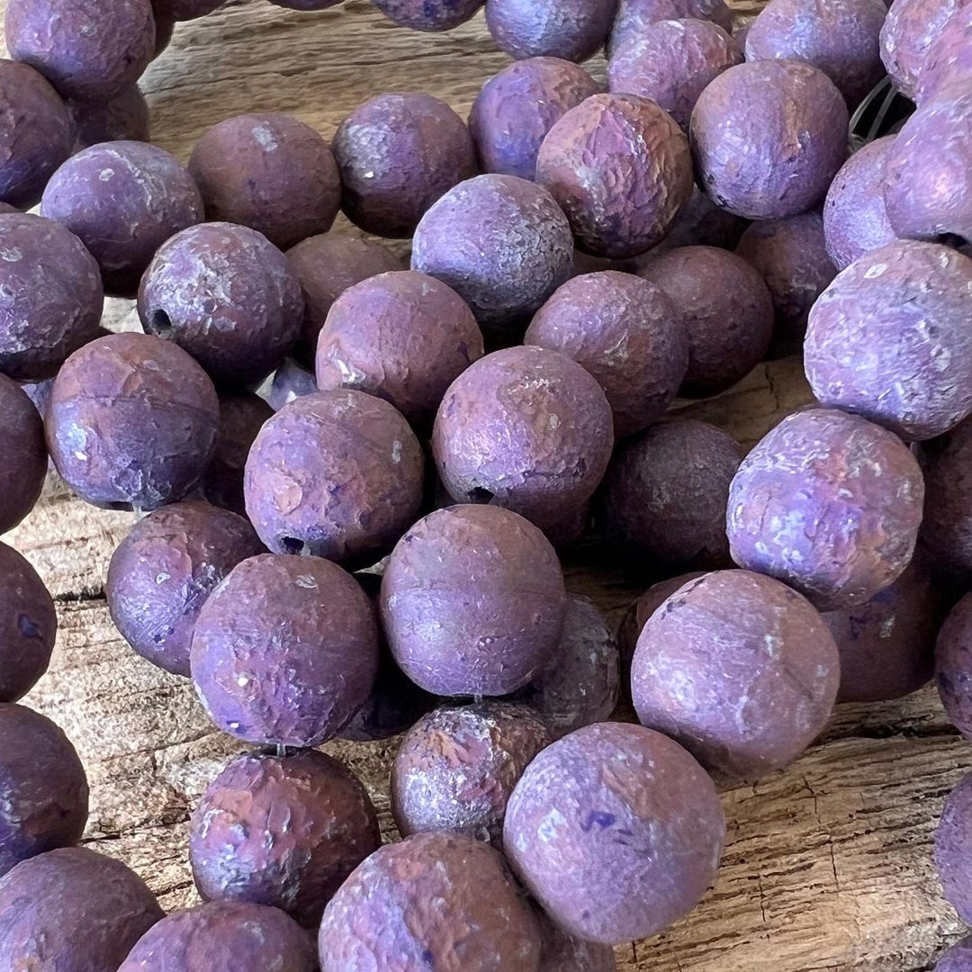 8mm Purple Mercury Finish Druk Czech Glass Beads, Etched Fire Polished ...