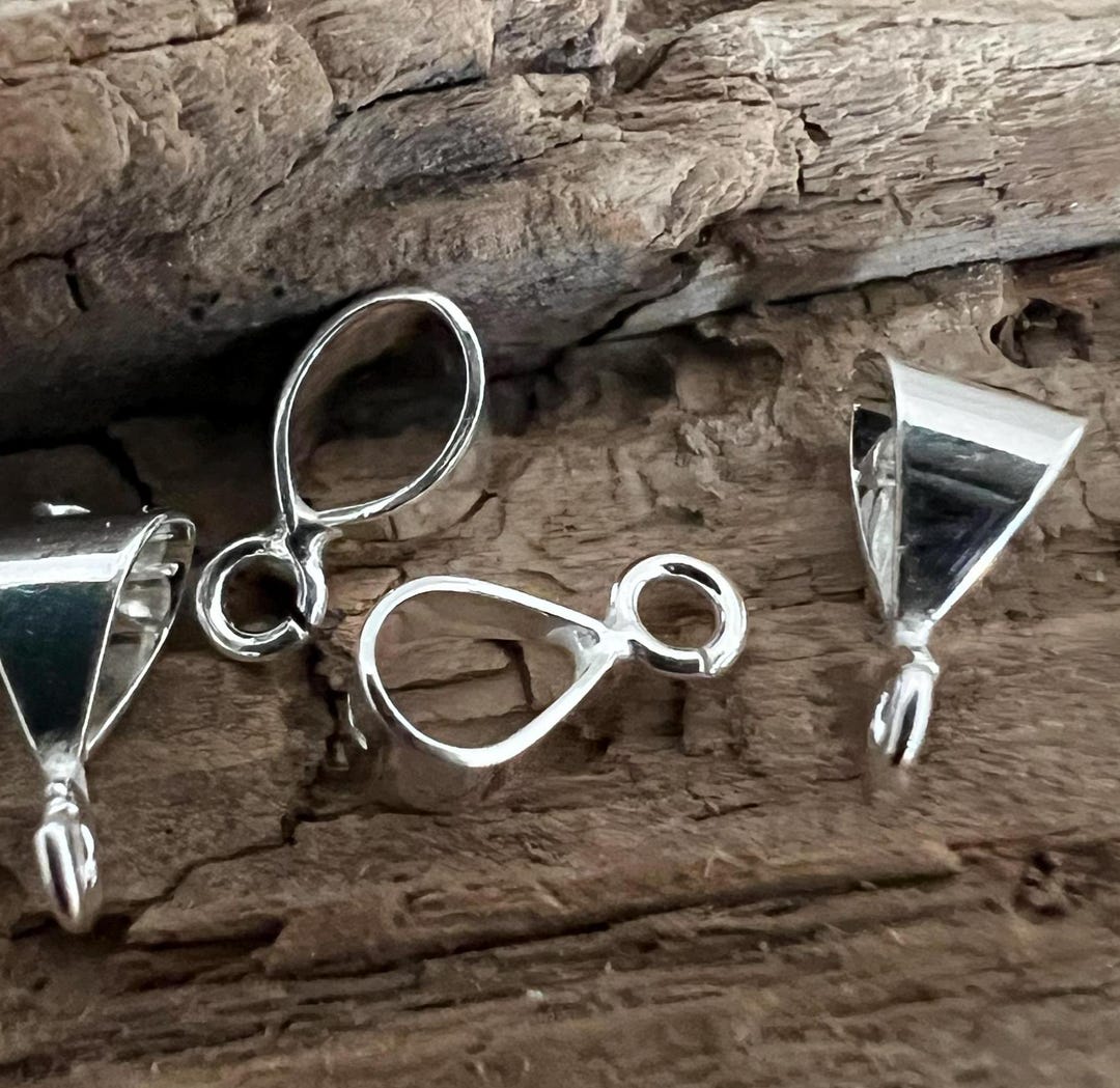 2 Sterling Silver Bails With Open Ring, 8mmx4mm for Chain or Cord up to ...