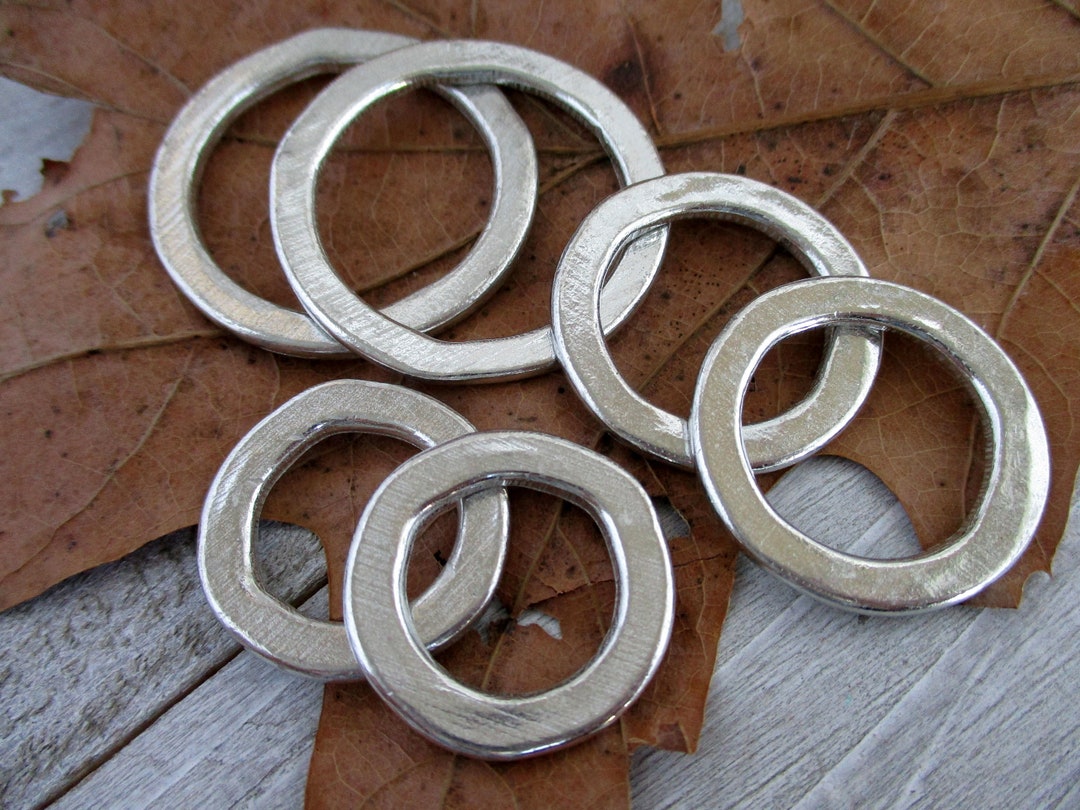 2 Pewter Organic Round Washers, Choice of 3 Sizes, 23mm, 27mm, 34mm ...