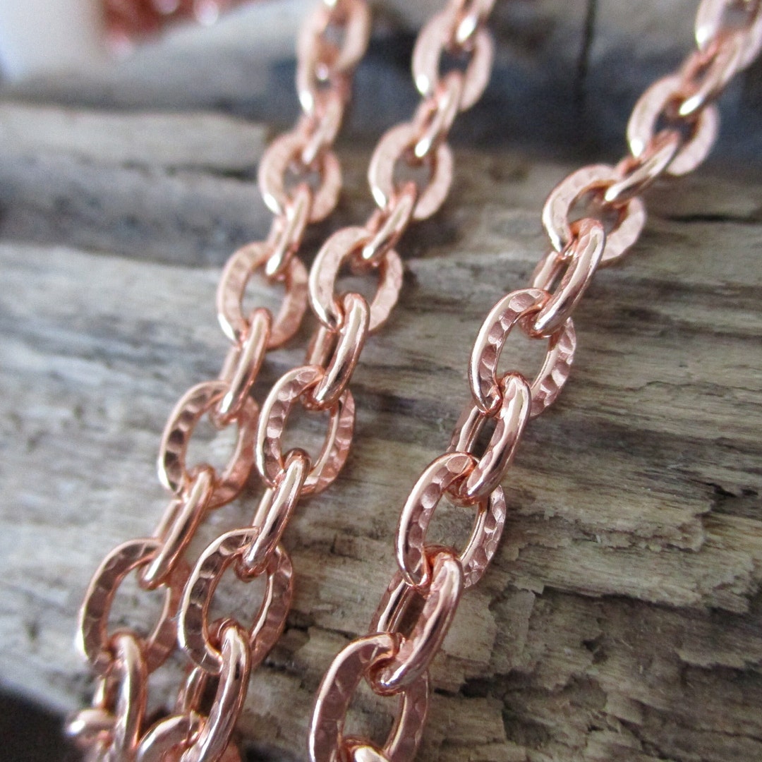 Hammered Copper Chain, Medium Links, Unsoldered Bulk Chain, USA Made - Etsy
