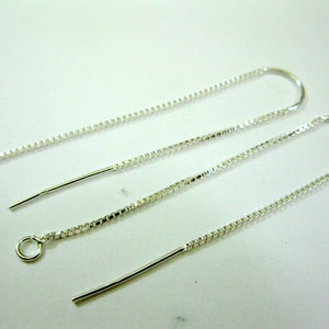 1 Pair Sterling Silver 4" Ear Threads, Earwires With Solid Bridge, Open ...