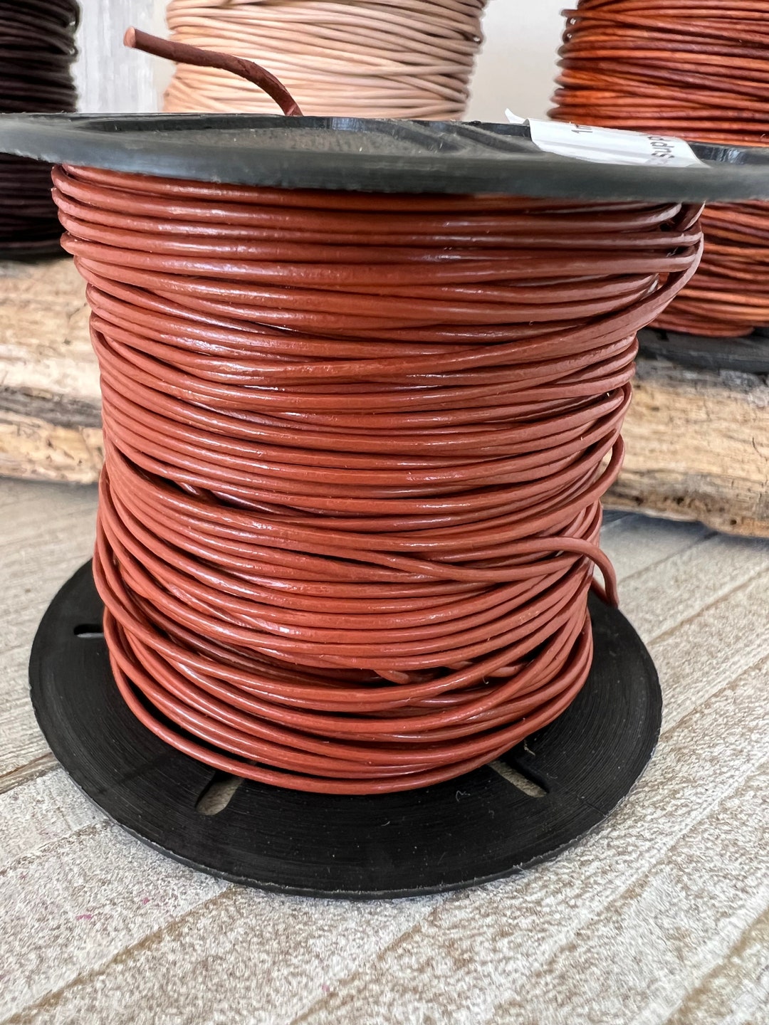 1mm Saddle Brown Leather Cord Natural Dye, 50 Meter Spool, Bulk Leather ...