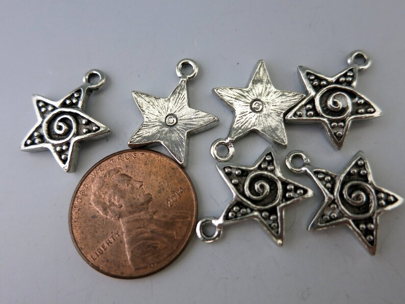 Swirly Star Charms Antique Pewter Charms 15x18mm Choose 2 | Etsy