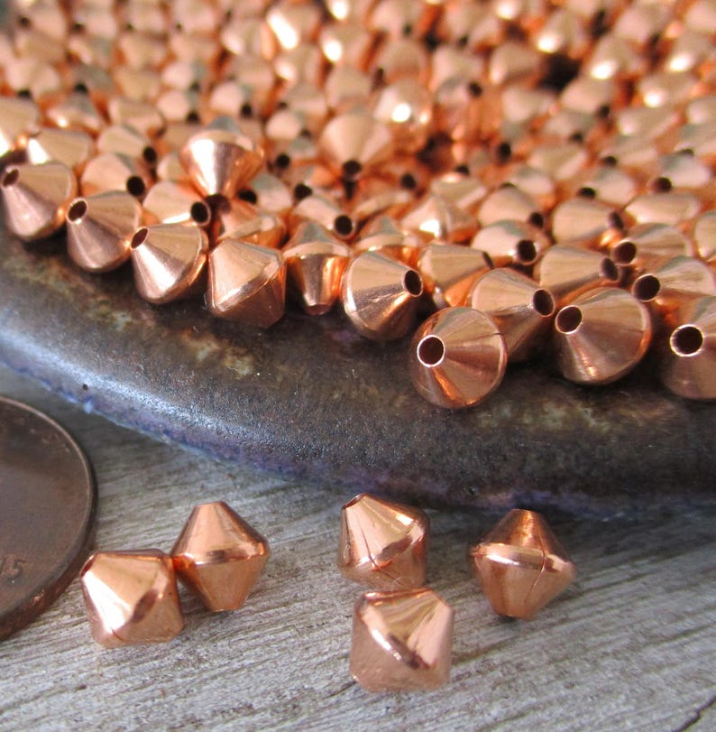 COPPER BEADS Rombo 4.8mm Beads 50 Pieces, Copper Bicone Beads, Ready to ...