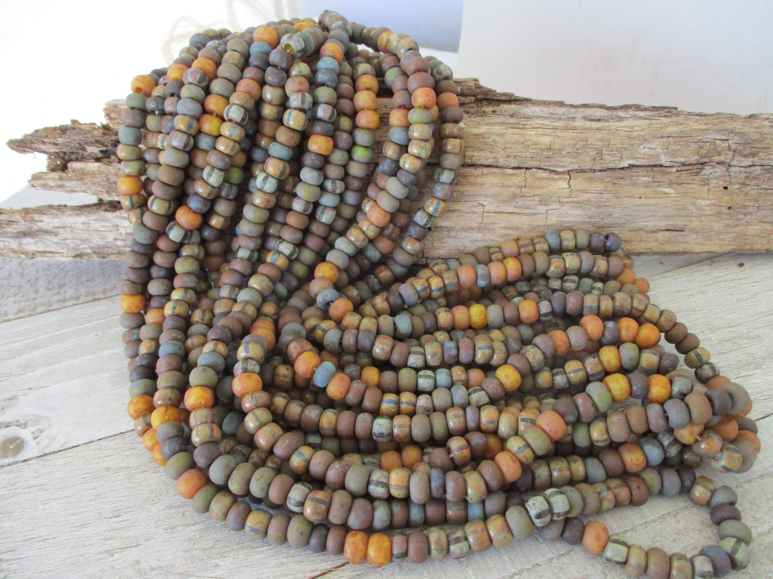 4/0 Rustic Cabin Beads Full 20 Strand 150 Beads Czech - Etsy