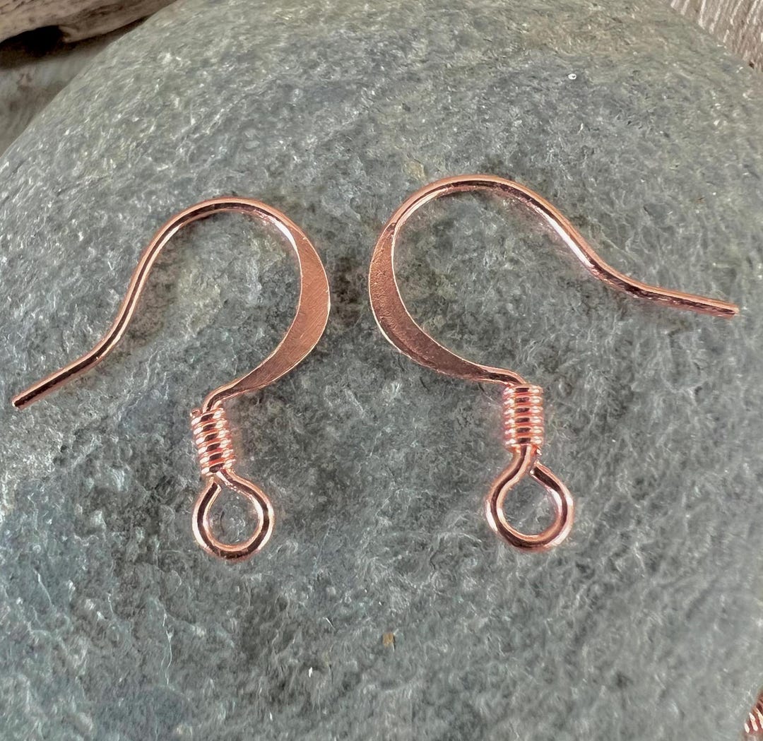 Copper Coil Flattened Ear Wires, 20 Pairs, 16mm Length, Genuine Copper ...